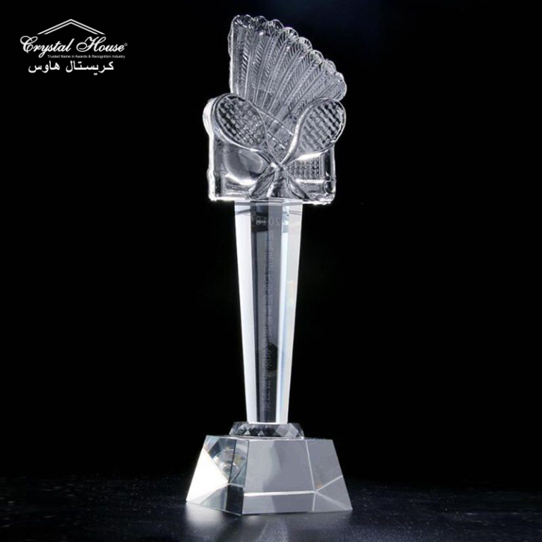 Clear Crystal Trophy with Engraving & Uv Printed – crystal house sharjah
